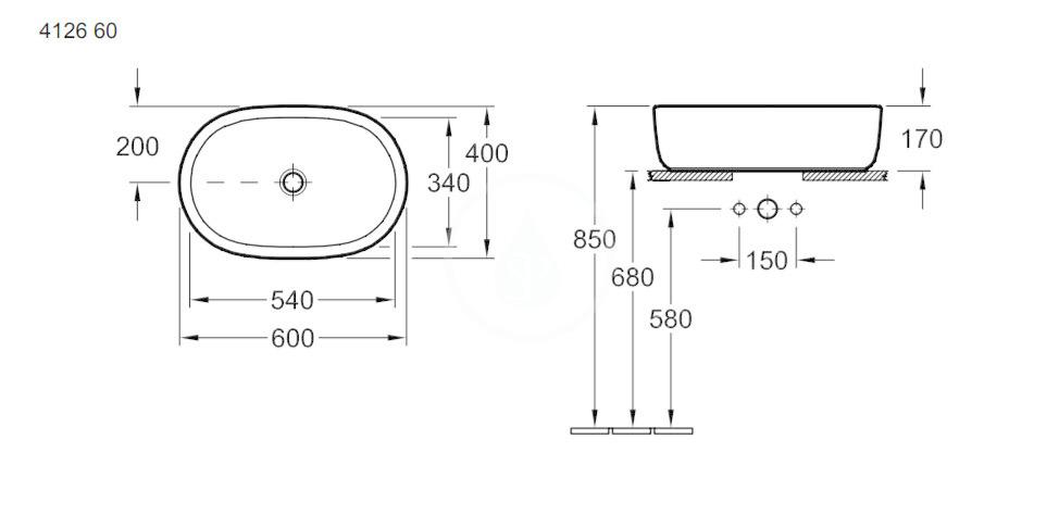 VILLEROY & BOCH - Architectura Umyvadlo na desku, 600x400 mm, s ...