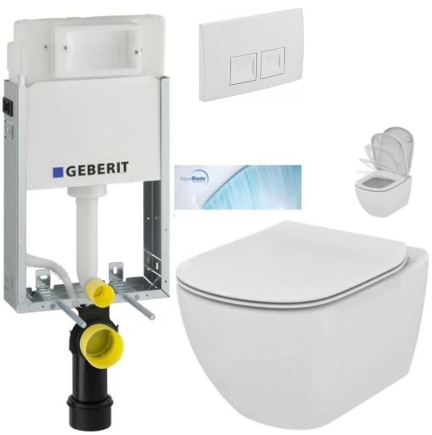 GEBERIT KOMBIFIXBasic vč. bílého tlačítka DELTA 50 + WC Ideal Standard ...