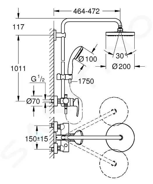 GROHE - Tempesta Cosmopolitan Sprchový set 200 s baterií na omítku ...