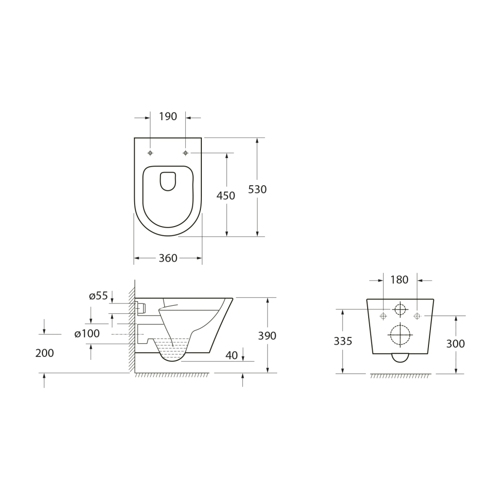 SAPHO - PACO závěsná WC mísa, Vortex Rimless, 36x53cm, bílá (PZ1012V ...