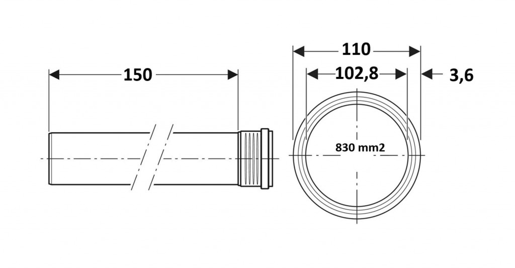 GEBERIT - Trubka s hrdlem, 150 mm (390.500.14.1) - Svět koupelny.cz