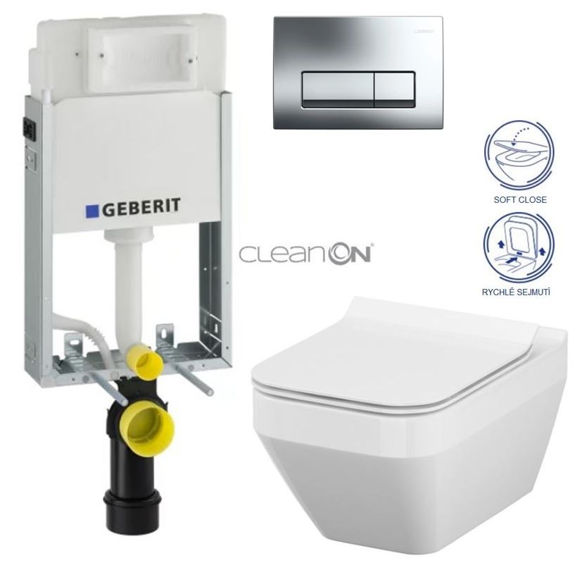 GEBERIT KOMBIFIXBasic vč. chromového tlačítka DELTA 51 + WC CERSANIT ...