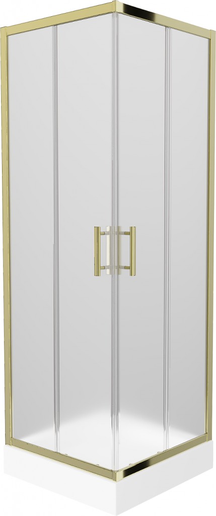 MEXEN/S - Rio sprchový kout čtverec 70 x 70, dekor, zlato + vanička Rio včetně výpustě (860-070 ...
